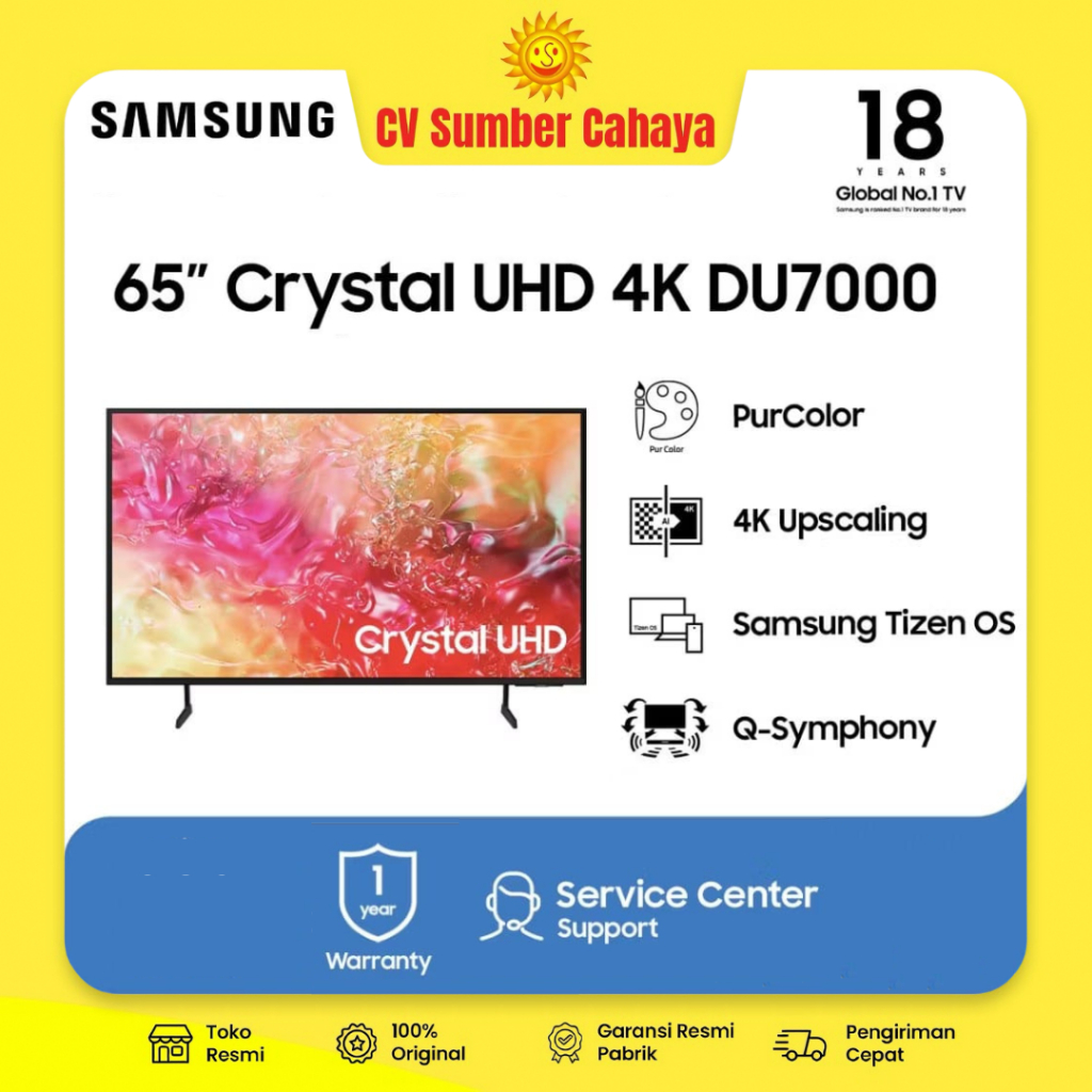 Jual Samsung LED Smart TV 65" Crystal UHD 4K 65DU7000 Ultra HD UA65DU7000KXXD UA65DU7000 ...