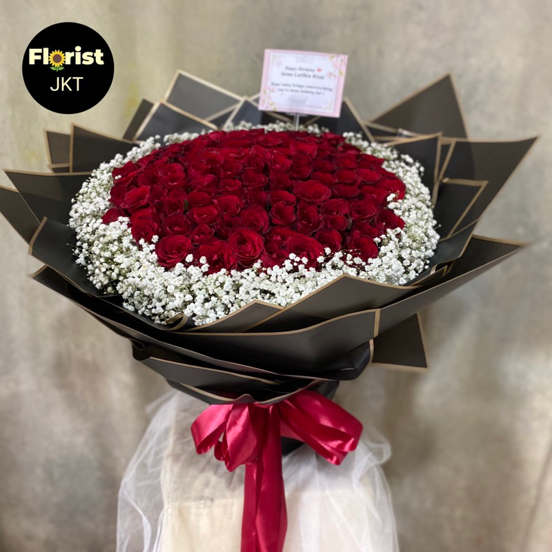 Jual Hand bouquet bunga mawar 100 tangkai segar | Shopee Indonesia