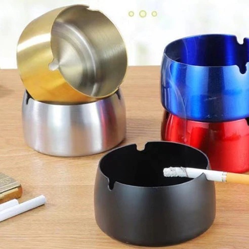 Jual KYS Asbak Bulat Besi Polos 3 Lubang / Asbak Stainless Steel Tebal ...