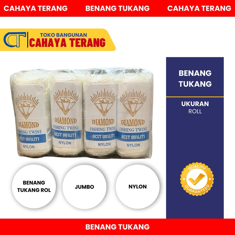 Jual BENANG TUKANG NYLON NILON BANGUNAN JUMBO DIAMOND - 1 PAK (12 ROLL ...