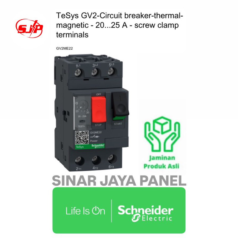 Jual MOTOR CIRCUIT BREAKER SCHNEIDER GV2ME22 20-25a ORIGINAL | Shopee ...