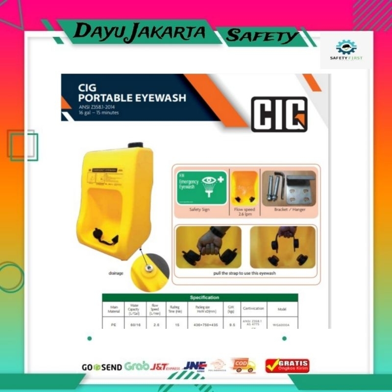Jual Portable Eyewash Station CIG 16 gallons+Cairan Eyewash 5 liter | Shopee Indonesia