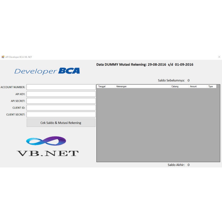 Jual SOURCE CODE VB.NET API BCA OFFICIAL (Cek Saldo & Mutasi Saldo ...