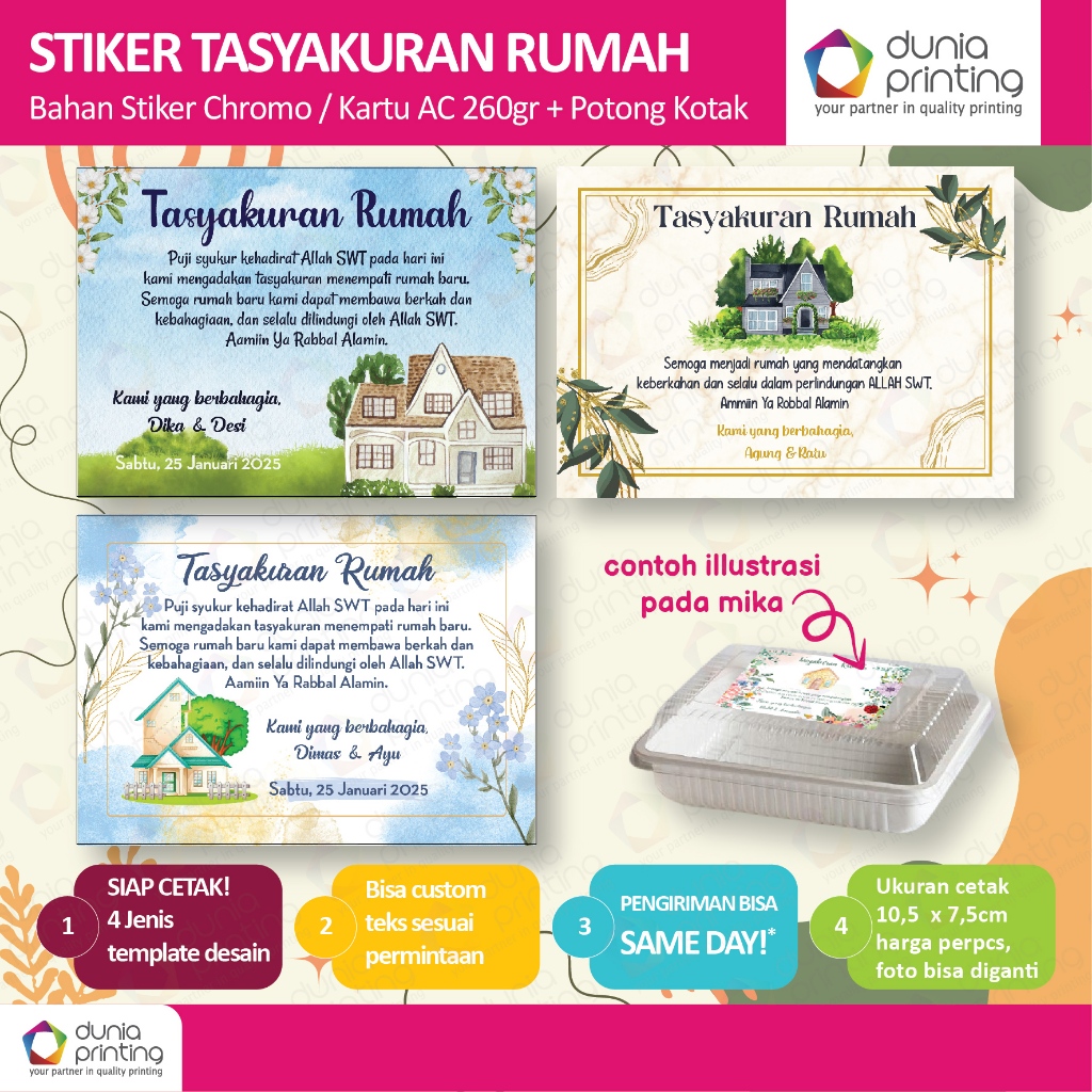 Jual Cetak Kartu / Stiker Tasyakuran Rumah Baru | Tasyakuran Pindah ...
