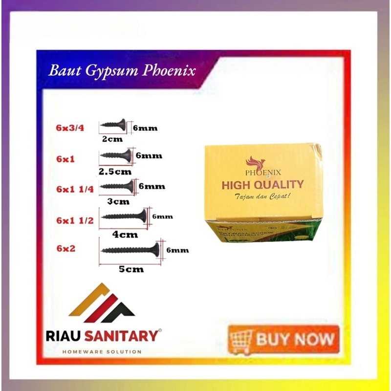 Jual Baut Gypsum Phoenix / Sekrup Gypsum PHOENIX Original / Baut Plafon ...