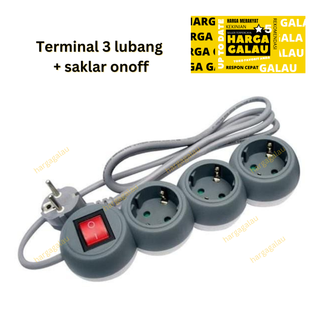 Jual terminal 3 lubang + saklar onoff stop kontak 3in1 socket arde ...