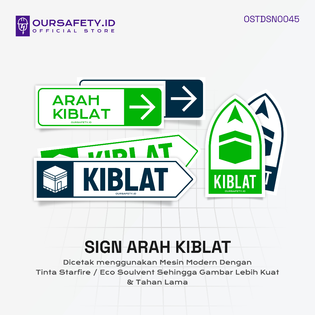 Jual Stiker Sign Arah Kiblat | PREMIUM - OURSAFETY.ID | Shopee Indonesia