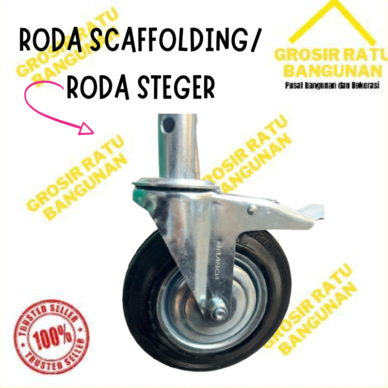 Jual Roda scaffolding / roda steger / Roda Karet Hitam TEBAL 6 In 8 ...