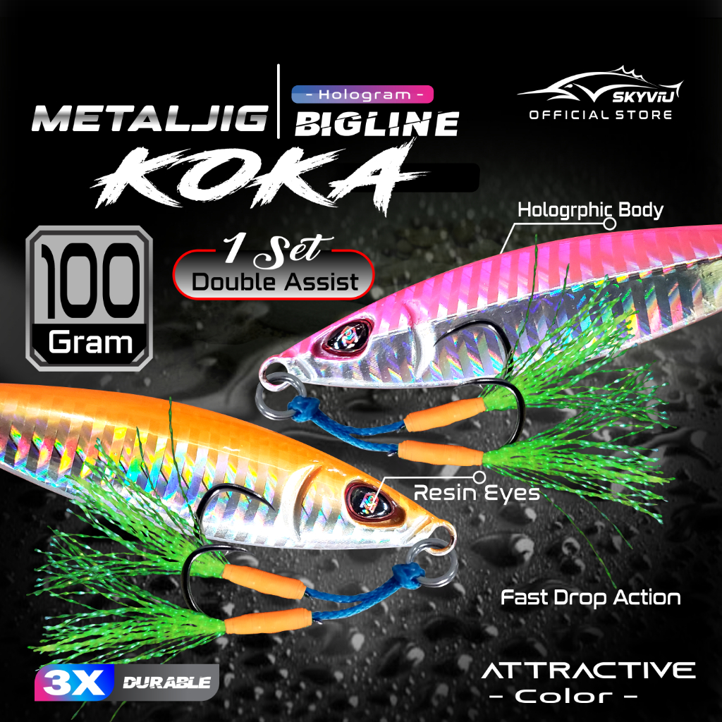 Jual Umpan Jigging Metal Jig 100 Gram SKYVIU KOKA + Double Assist Hook Slow Jig UV Killer 100g ...