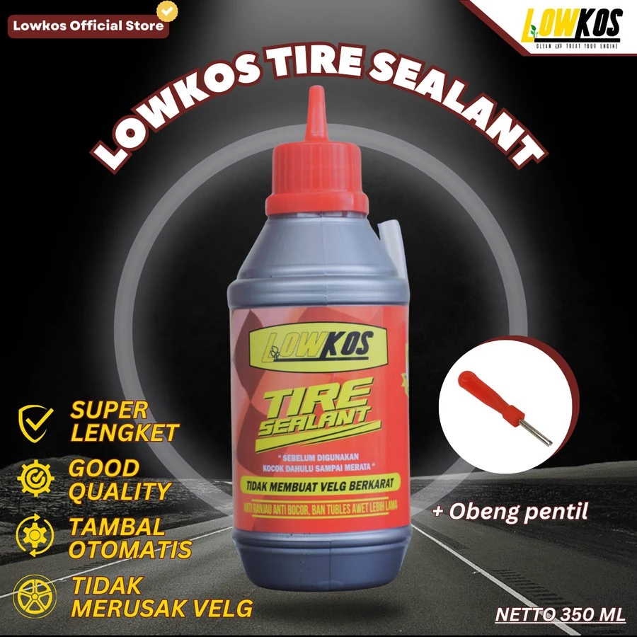 Jual Cairan Ban Tubles Tire Sealant Lowkos 350 ML - Tambal Otomatis ...