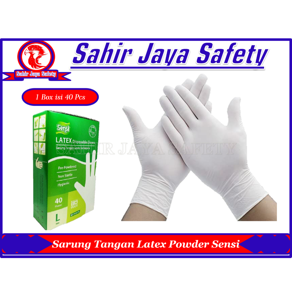Jual Sarung Tangan Karet Medis Latex Sensi Gloves Latex Sensi 1 Box isi 40 Pcs | Shopee Indonesia