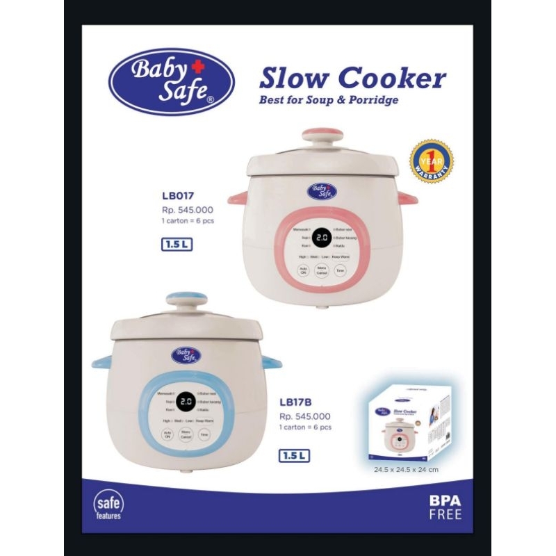 Jual Slow Cooker Digital Baby Safe 1,5L LB017 1,2L LB018 Slow cooker ...