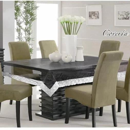 Jual Taplak Meja Makan Transparan persegi panjang Bening renda 6-8 ...