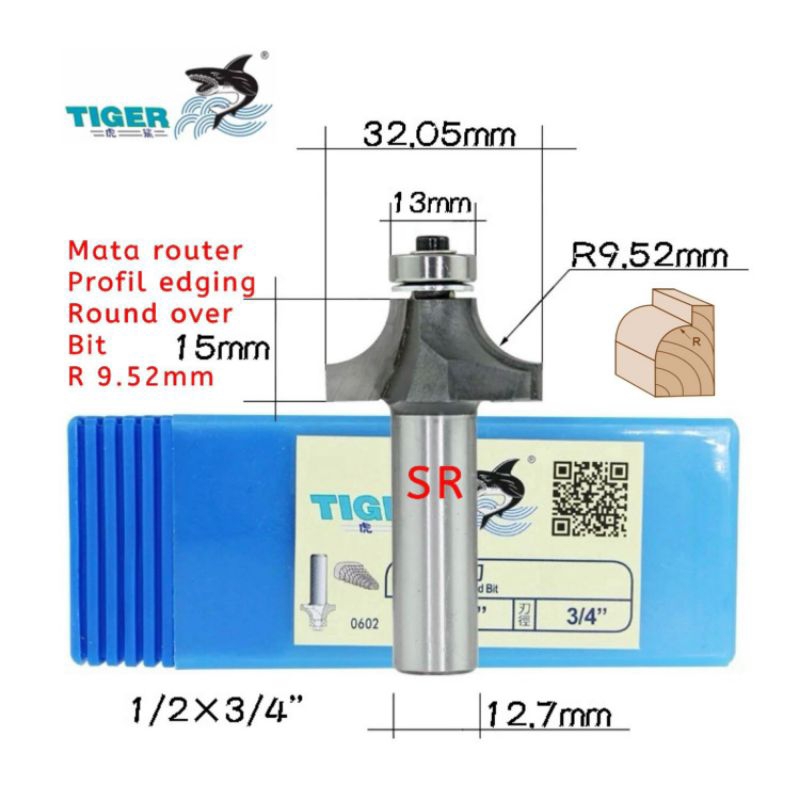 Jual Mata Profil/ Router Round Over Bits 10mm (1/2 × 3/4) As 1/2 Inch ...