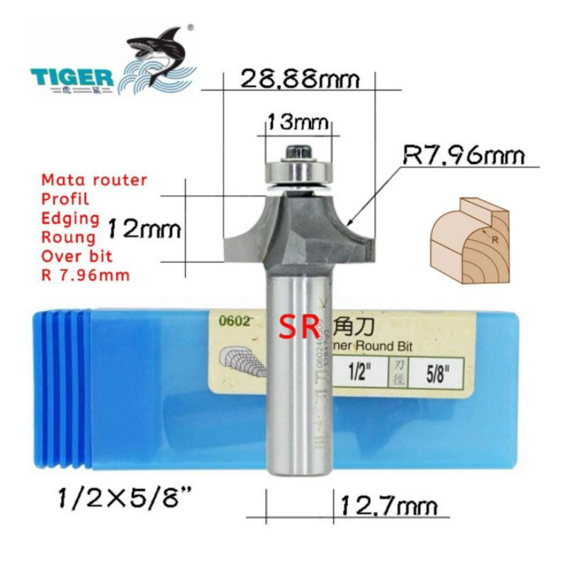 Jual Mata Profil/ Router Round Over Bits 8mm (1/2 × 5/8) As 1/2 Inch ...