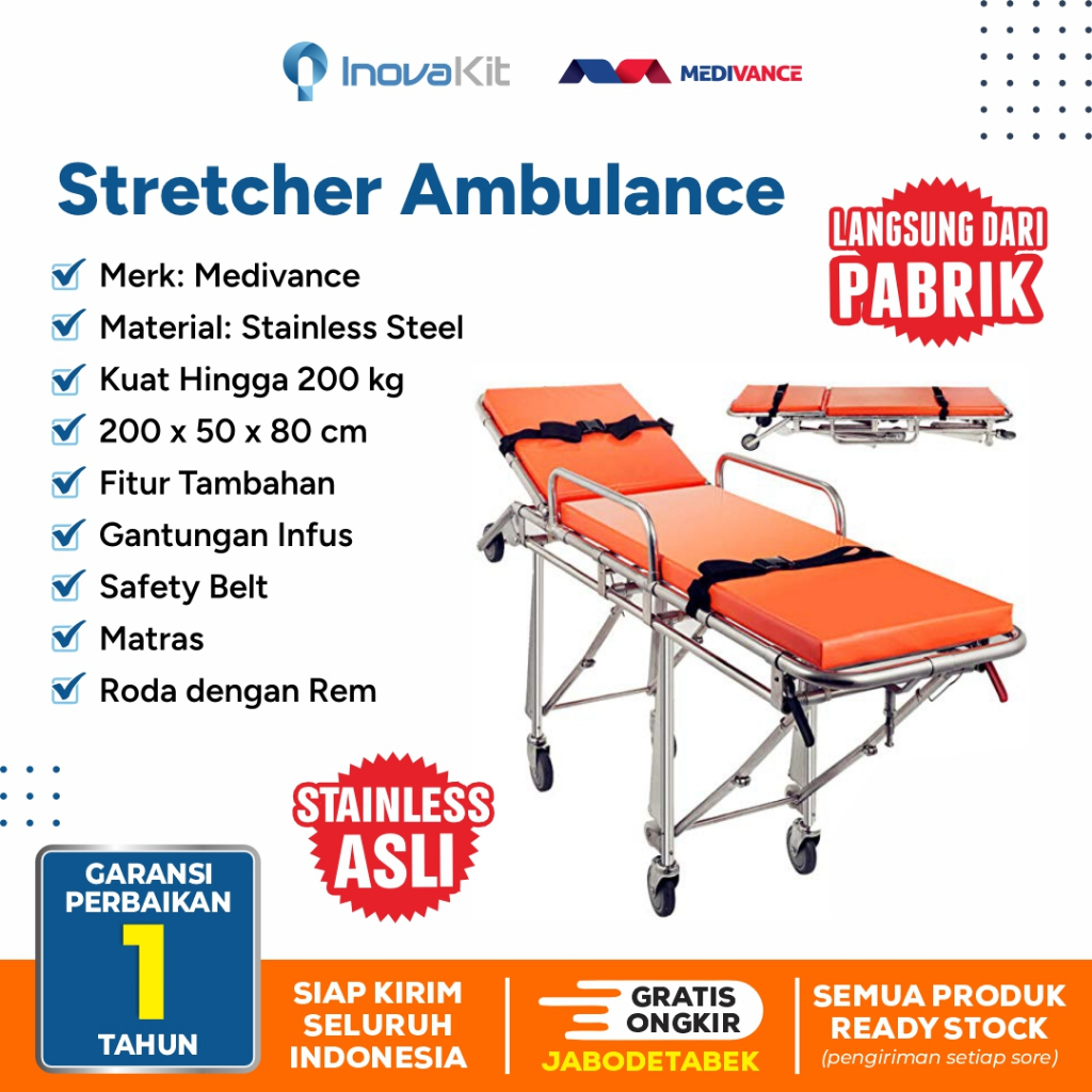 Jual Stretcher ambulance Brankar Ambulan Tandu Dorong Ambulans Brancard ...