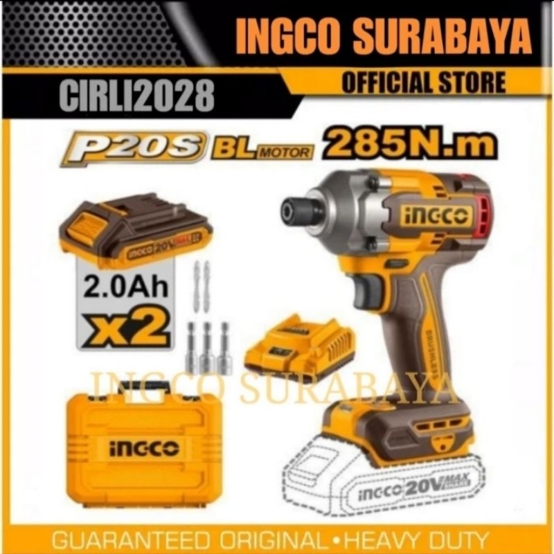 Jual INGCO CIRLI2028 P20S CORDLESS IMPACT DRIVER BRUSHLESS 285N.M MESIN ...
