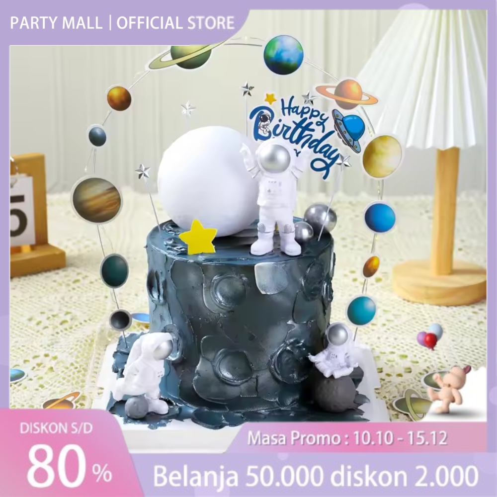 Jual 3pcs Cake Topper Desain Astronot Topper Kue Bahan PVC Luar Angkasa ...