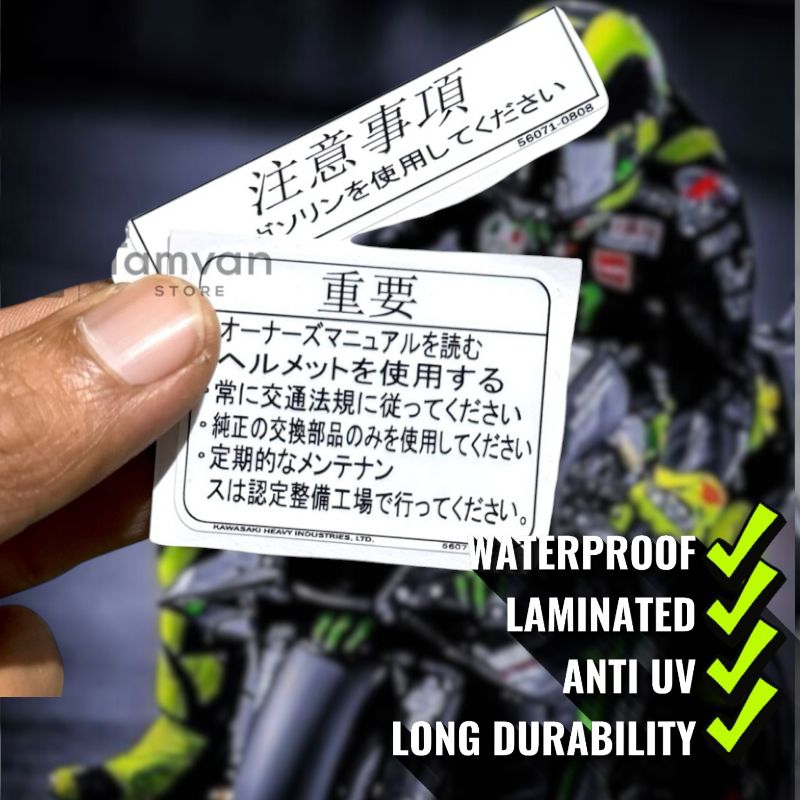 Jual STICKER PERHATIAN PENTING KAWASAKI NINJA RR R SS NINJA 250 W175 ...