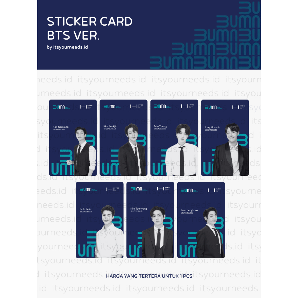 Jual STICKER CARD - SKIN CARD BTS VER BUMN ID CARD | Shopee Indonesia