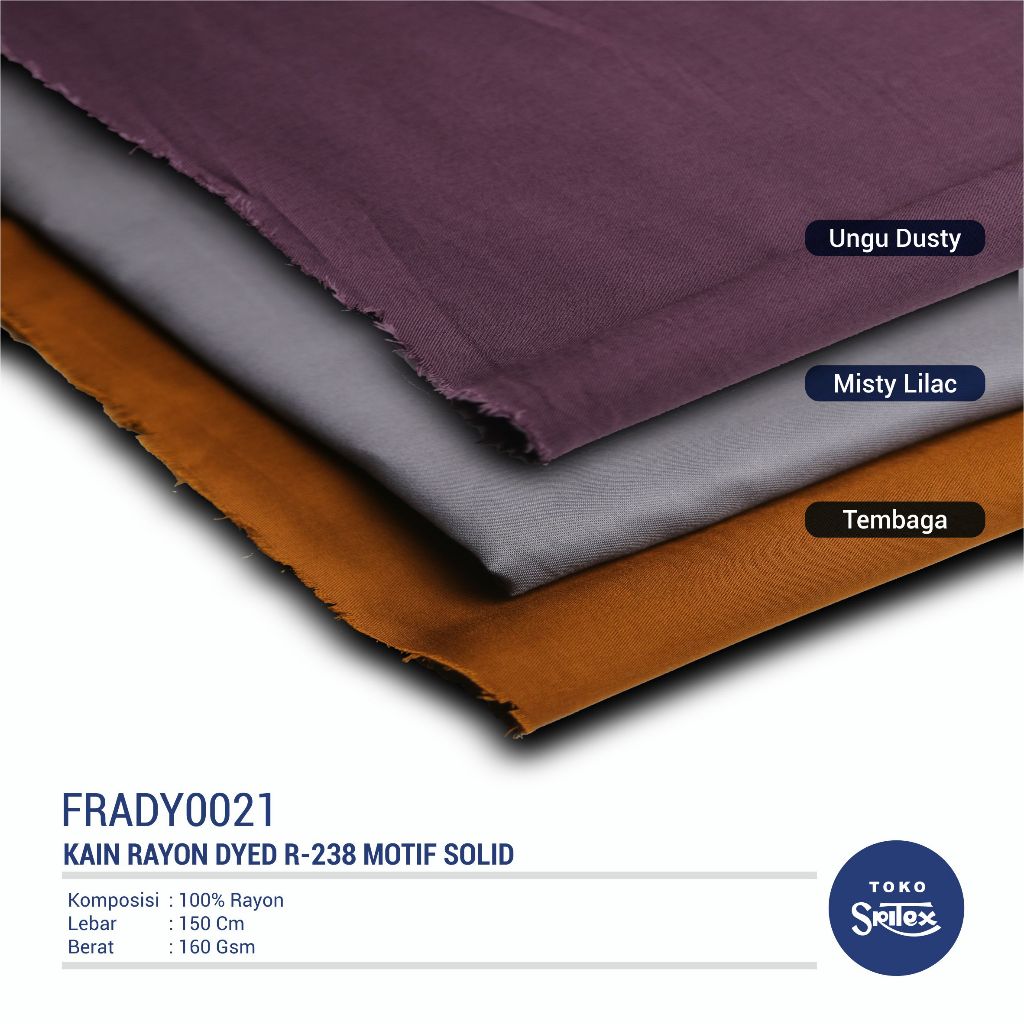 Jual Toko Sritex Kain Rayon Dyed Solid Premium Ekspor, R238. Harga per ...