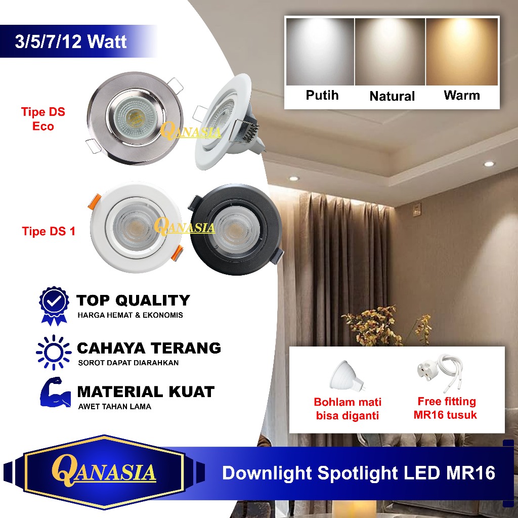 Jual Kap Lampu Downlight Plafon Sorot Halogen LED Spotlight MR16 | Shopee Indonesia