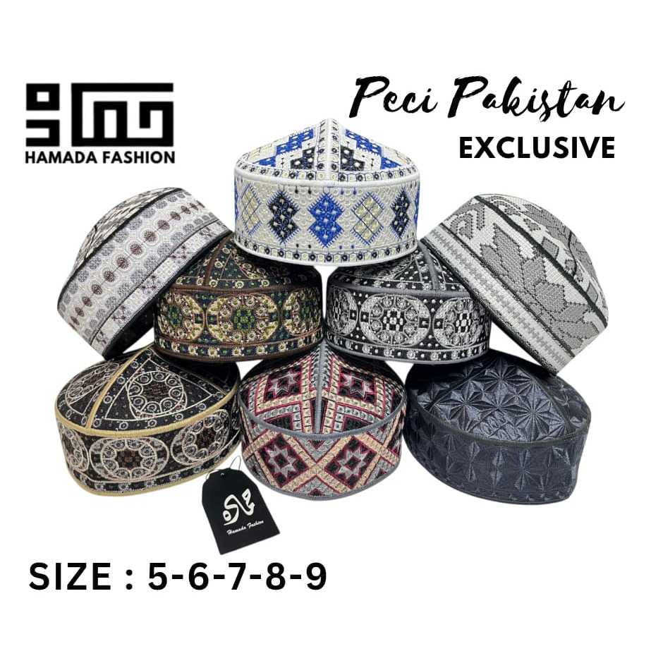 Jual PECI PAKISTAN DEWASA KEMASAN BOX Bordir Premium, Peci Pakistan ...