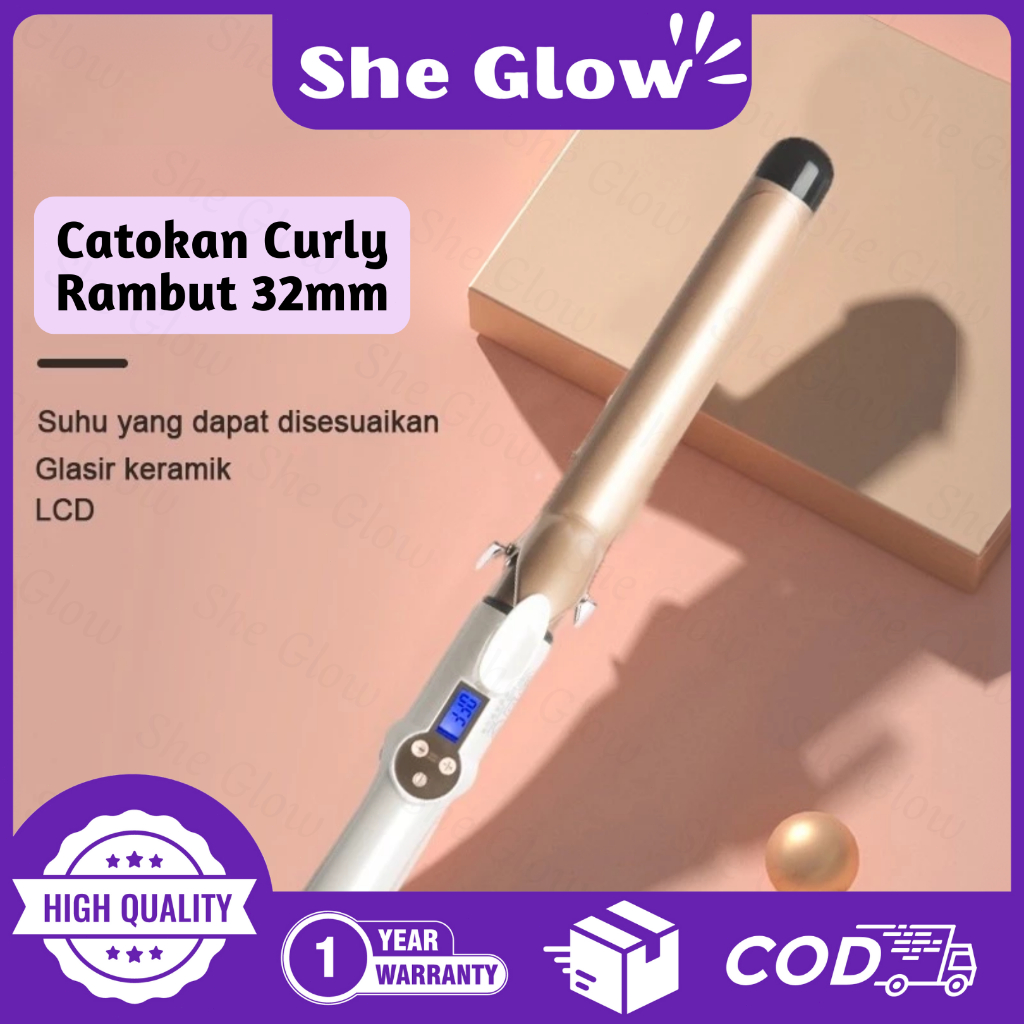 Jual She Glow (GARANSI 1 TAHUN) 2 in 1 32mm Curly Rambut Curling Iron ...