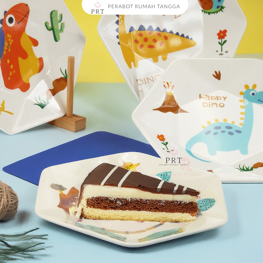 Jual Piring Anak Melamin Segi Enam Motif Dino Lucu Piring Anak Karakter ...