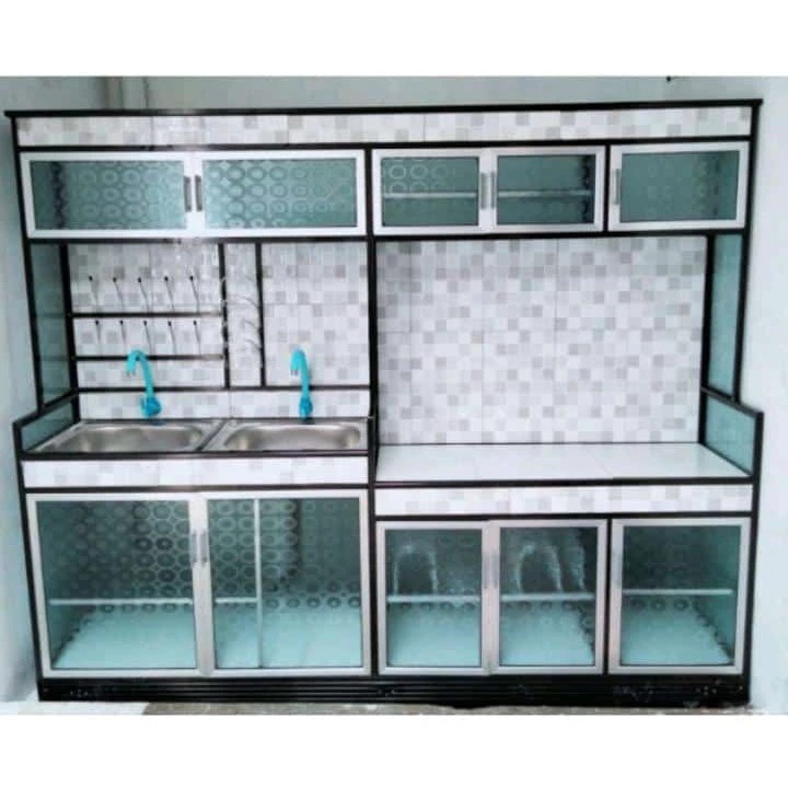 Jual Kitchen set full alumunium holo/rak wastafel 5 pintu/rak piring ...