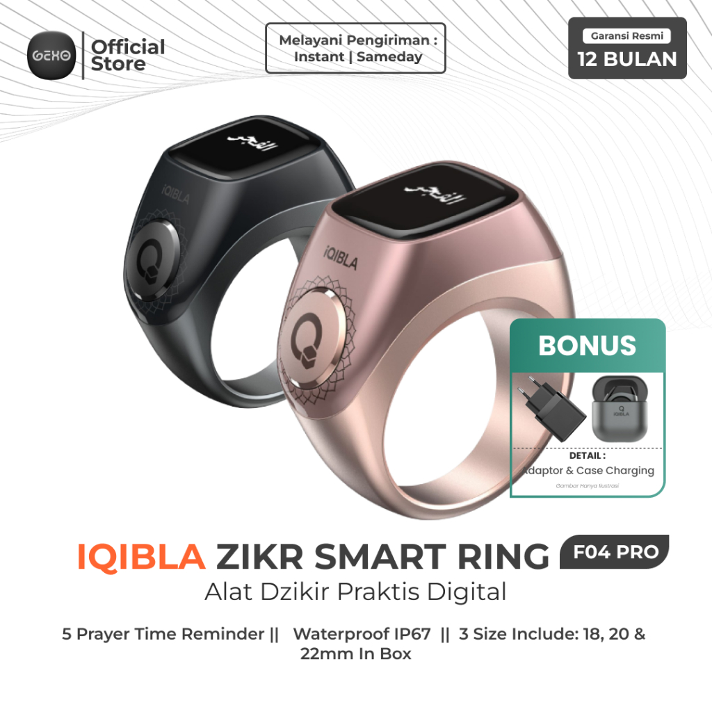 Jual iQibla Zikr Smart Ring Flex Pro F04 Cincin Tasbih Muslim Digital GARANSI RESMI | Shopee ...