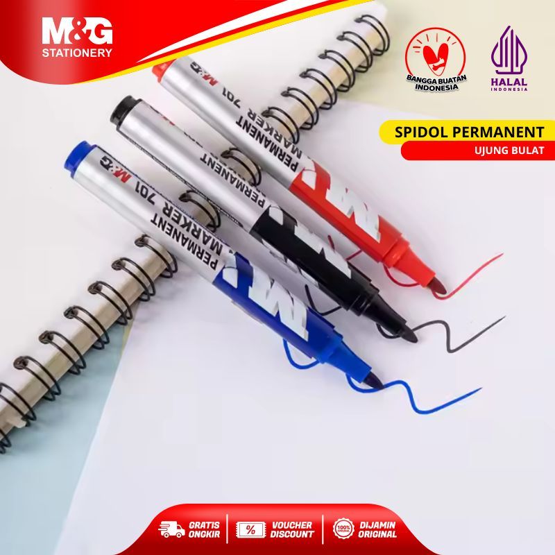 Jual M&G Spidol Permanen / Permanent Marker Warna Jelas Hitam Biru ...
