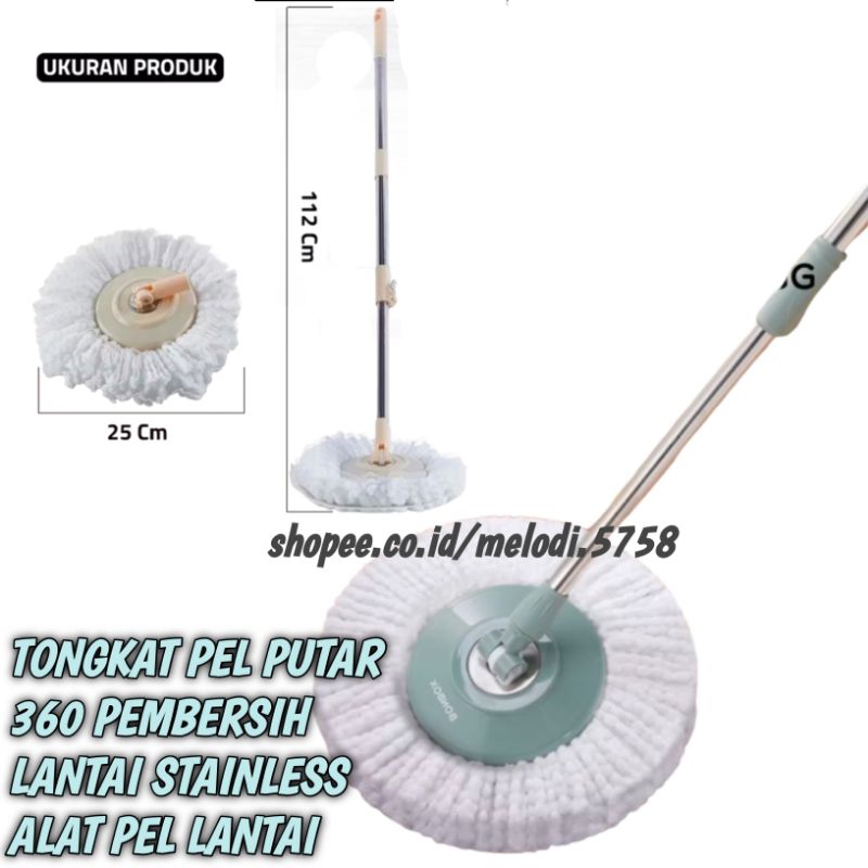 Jual ALAT PEL PUTAR 360 PEMBERSIH LANTAI STAINLESS TONGKAT PEL LANTAI ...
