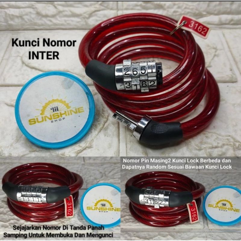 Jual Kunci Gembok Pengaman Sepeda Helm Lock Spiral Nomor Angka ...