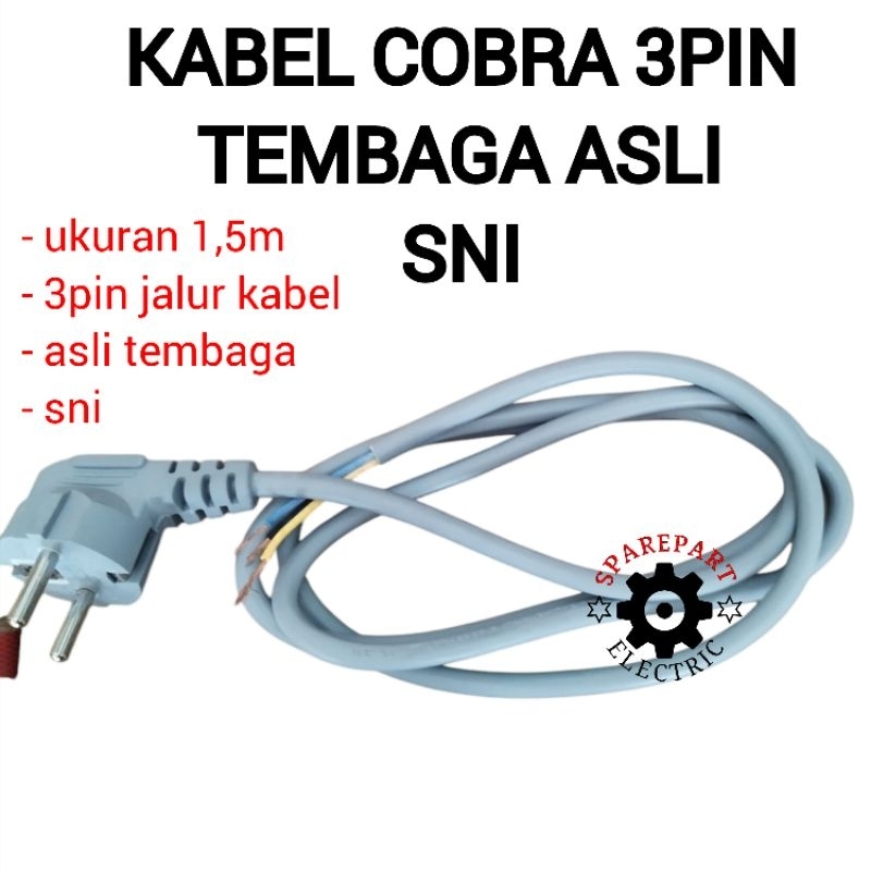 Jual KABEL BUNTUNG COBRA ISI 3PIN / KABEL AC POWER ASLI TEMBAGA ...