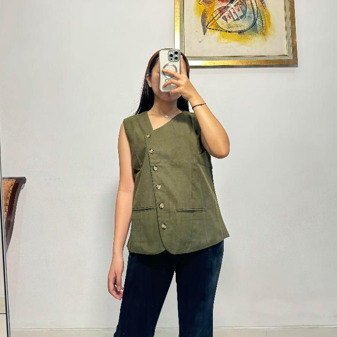 Jual Vest Bangkok Kancing Leher Miring Premium / Vest Lengan Pendek ...