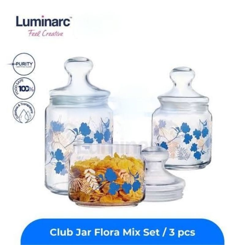 Jual Luminarc Toples Pot Club Floral Mix Set of 3 V4756 | Shopee Indonesia