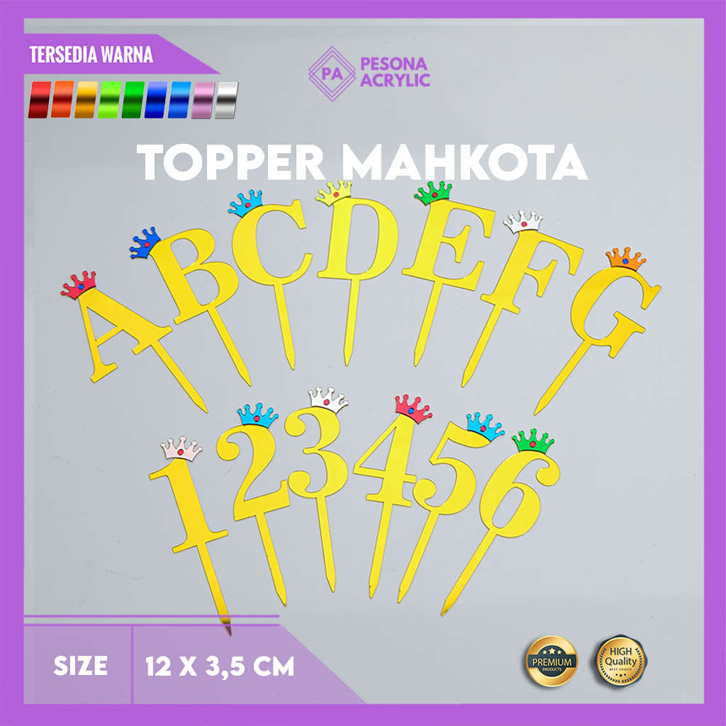 Jual Topper Cake Akrilik Mirror Angka / Huruf Variasi Mahkota | Shopee ...