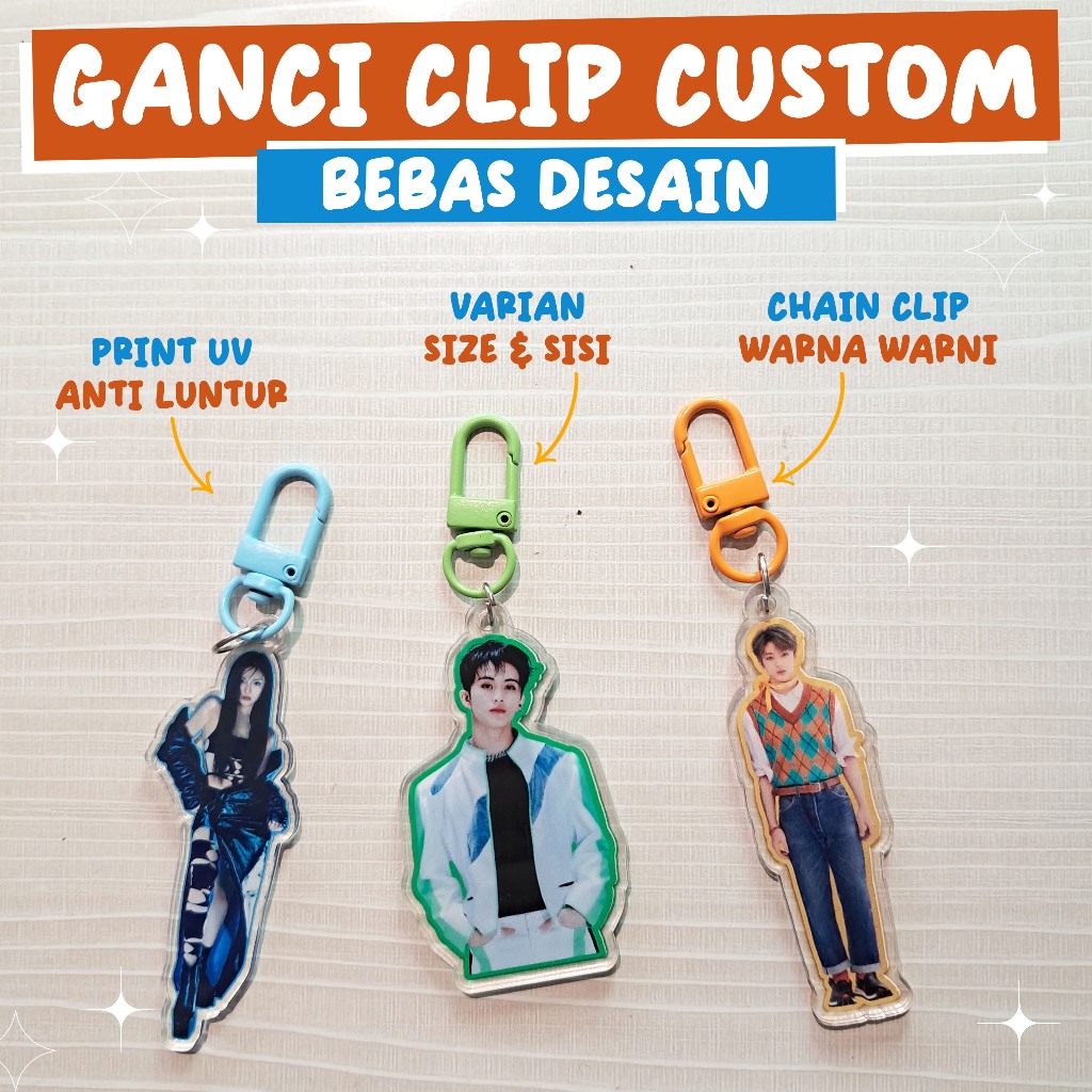 Jual GANTUNGAN KUNCI CUTSOM COLORFULL CLIP KEYCHAIN BAHAN AKRILIK BEBAS ...