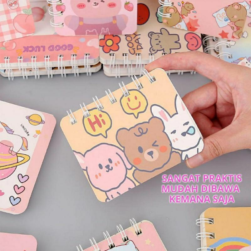 Jual Mini notebook ring spiral buku tulis memo kecil a7 karakter kartun ...