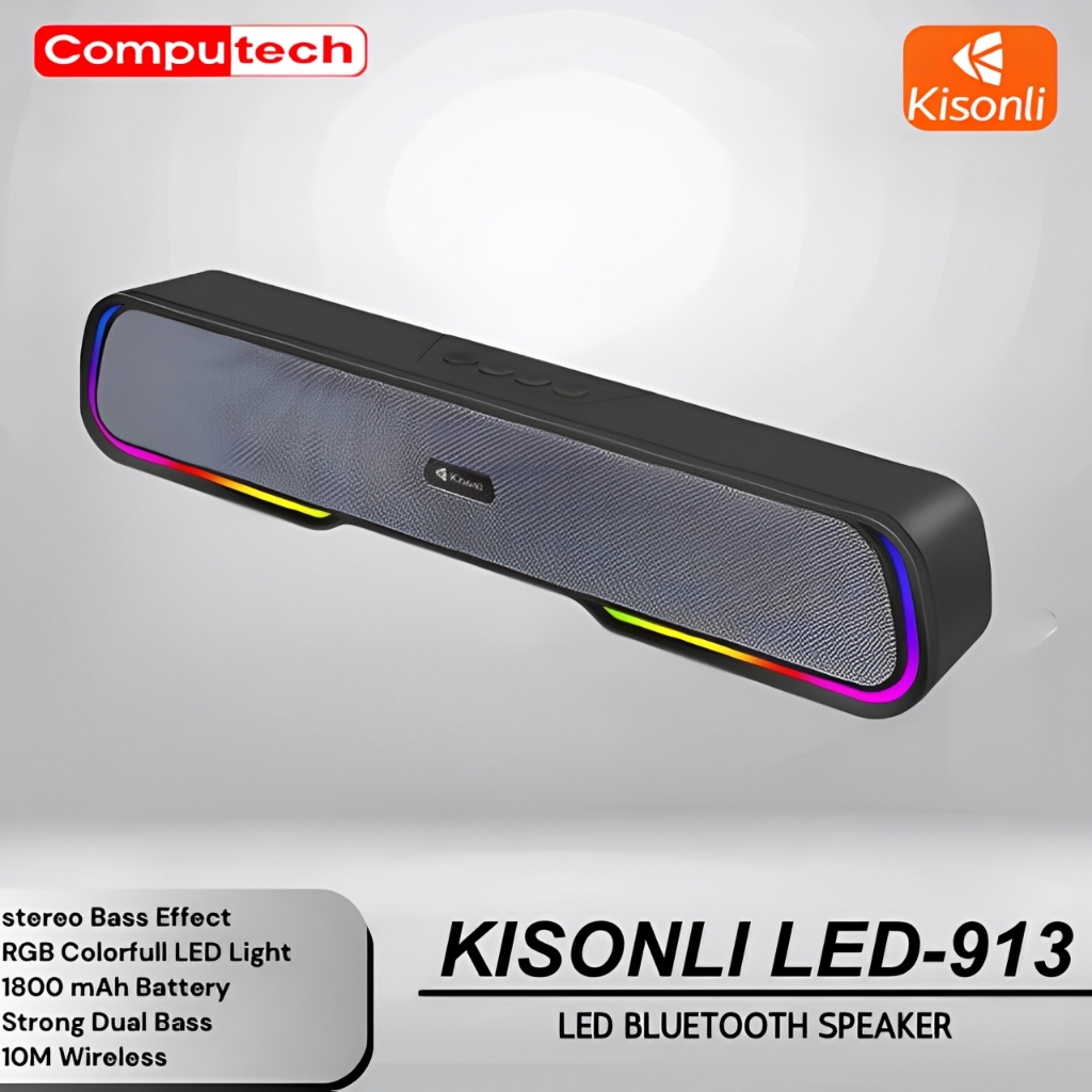 Jual KISONLI Speaker Portable Bluetooth LED-913 Stereo Bass Effect ...