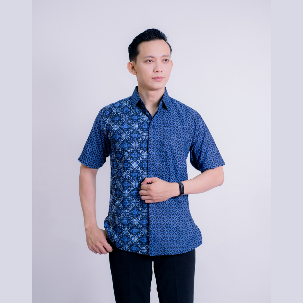 Jual BATIK SIMONET Baju Batik Pria Pakaian Jadi Lengan Pendek KTN009 ...