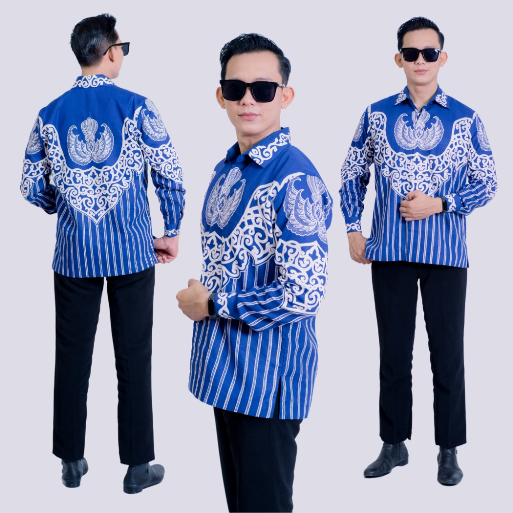 Jual BATIK SIMONET Batik Pria Lengan Panjang Premium - BTKPBIRU001 ...