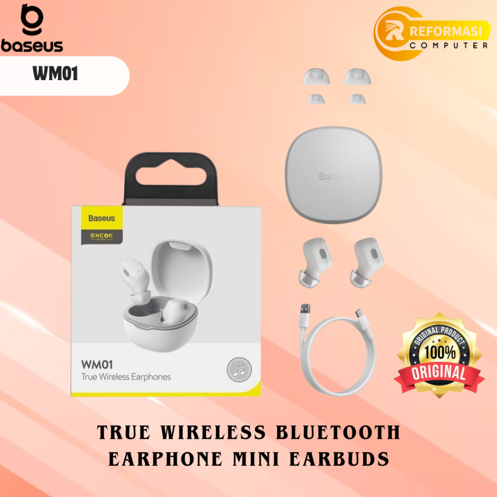 Jual BASEUS TWS WM01 TRUE WIRELESS BLUETOOTH EARPHONE MINI EARBUDS ...