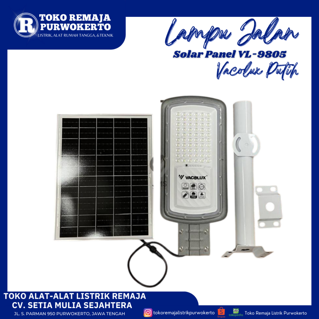 Jual Lampu Jalan Solar Panel VL-9805 500W Vacolux Putih | Shopee Indonesia