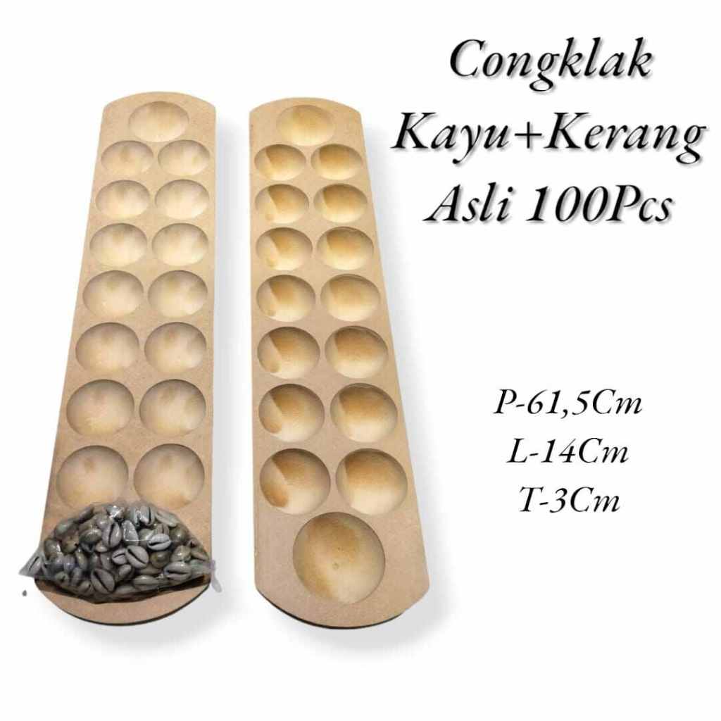 Jual Papan Congklak Kayu Polos+Kerang Asli / Mainan Tradisional ...