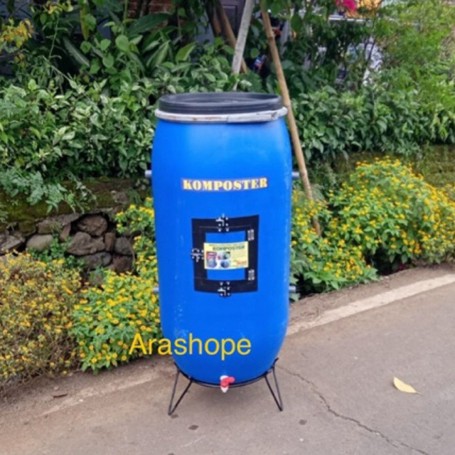 Jual Tong sampah komposter 150 liter + Rak kaki /sampah organik/pupuk ...