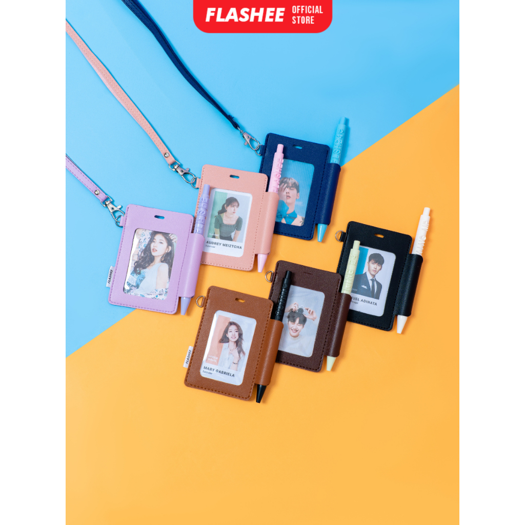 Jual Flashee ID Card Lanyard Kulit Ada Tempat Pulpen Maxwell Name Tag ...