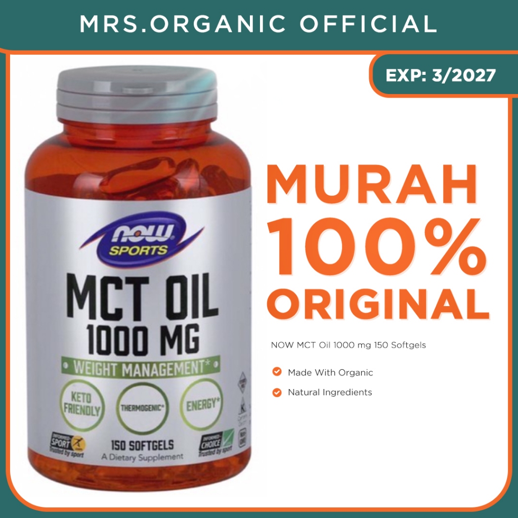 Jual NOW MCT Oil 1000 mg 150 Softgels - diet keto penurun berat badan ...