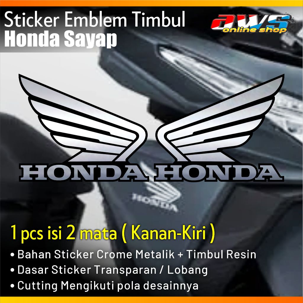 Jual Sticker Timbul Honda Sayap Sepasang Isi 2 Mata ( Kanan - Kiri ...